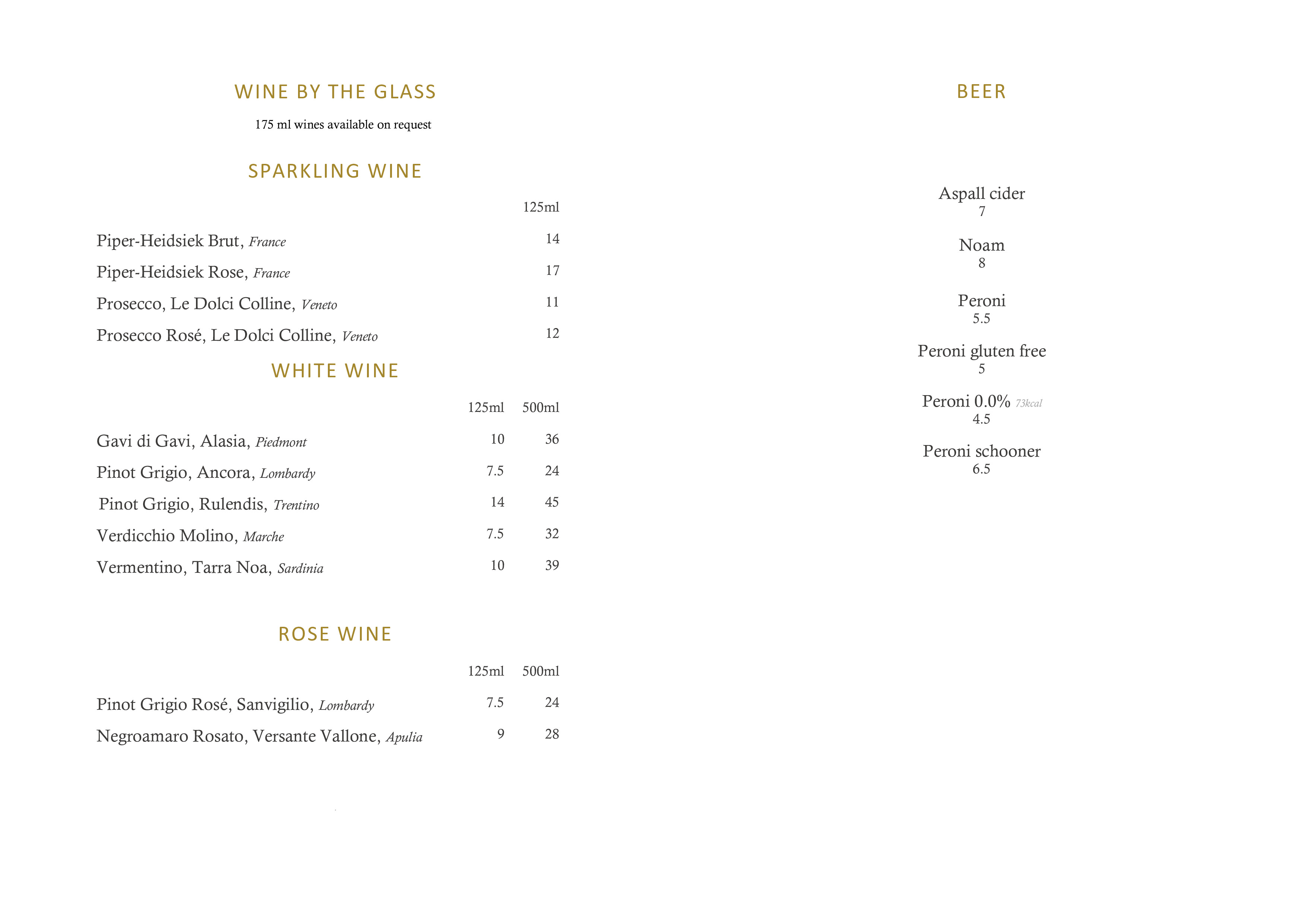 Bar Menu | Fiume Restaurant | D&D London